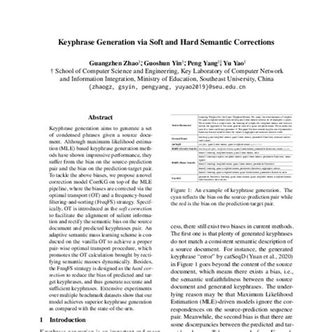 Keyphrase Generation Via Soft And Hard Semantic Corrections Acl Anthology