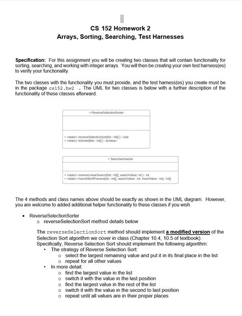 solved cs 152 homework 2 arrays sorting searching test