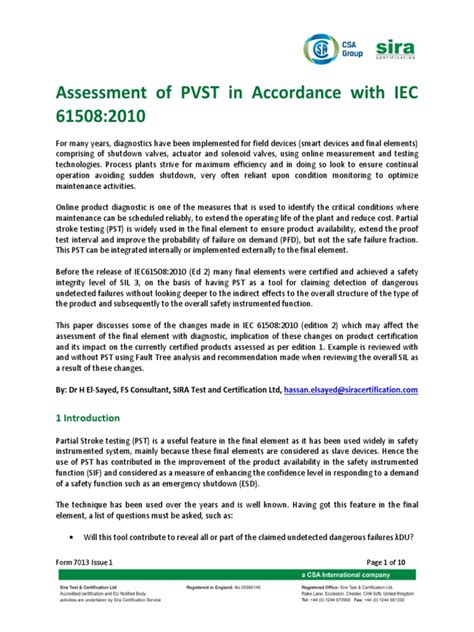 Partial Stroke Test Systems Engineering Safety