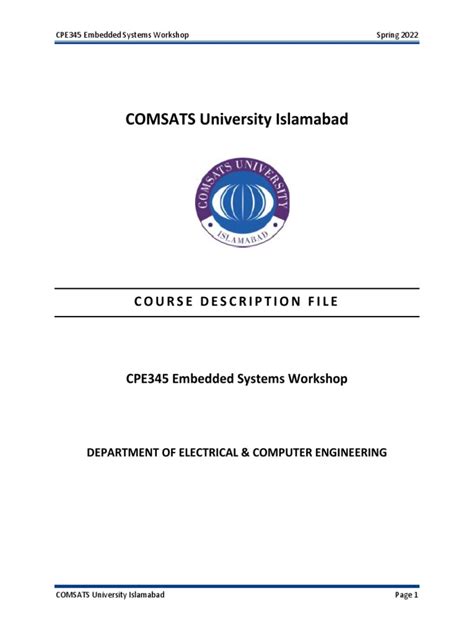Cpe345 Embedded Systems Workshop Pdf Embedded System Engineering