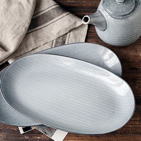 Японская керамика тарелка рыба овальная тарелка Бытовая посуда блюдо лоток Qingx купить на