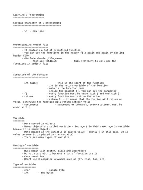 Learning C Programming Pdf
