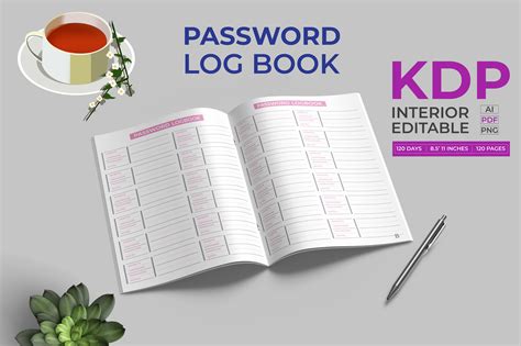 Printable Password Log Book Pages Graphic By Rabiulalam Creative Fabrica