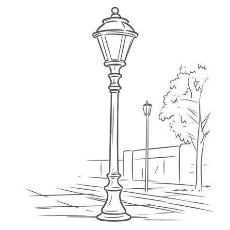 Line Drawing Of A Street Light Solar Street Lighting Over 1274
