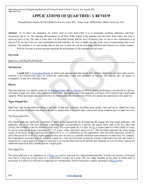 Pdf Applications Of Quad Tree A Review
