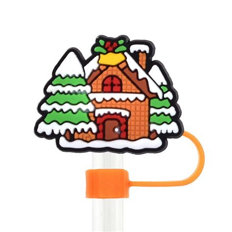 8h Santa Claus Series Straw Cap Pvc 10mm Diameter Silicone Straw Dust Plug