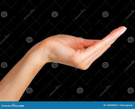 Woman Showing Open Hand Or Holding Something Stock Image Image Of