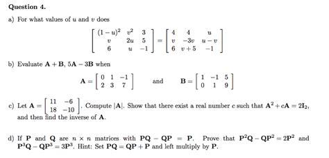 Solved For What Values Of U And V Does U V V Chegg Com