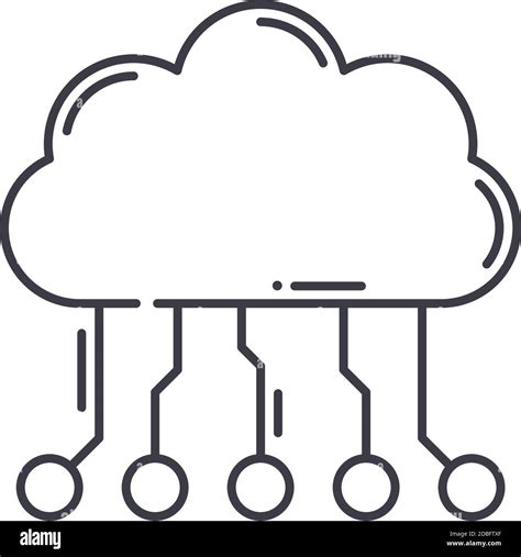 Cloud Computing Concept Icon Linear Isolated Illustration Thin Line