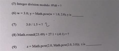 Solved 5 Integer Division Modulo 08 6 W 30 Y