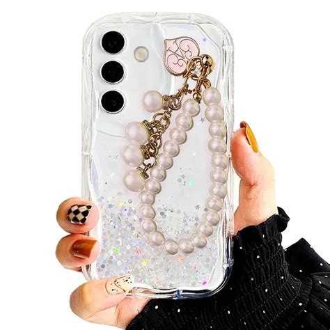 Kc Back Cover For Samsung Galaxy A G Shiny Pearl Wrist Hanging Chain Dry Fixed Glitter