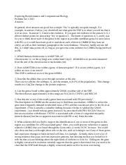 ExpBio Problem Set 1 2015 Answers Exploring Bioinformatics And Computational Biology Problem