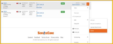 Delete A Job ServiceCore