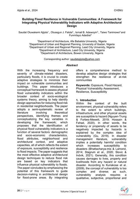 Pdf Building Flood Resilience In Vulnerable Communities A Framework
