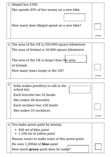 Y6 Sats Revision Questions Teaching Resources