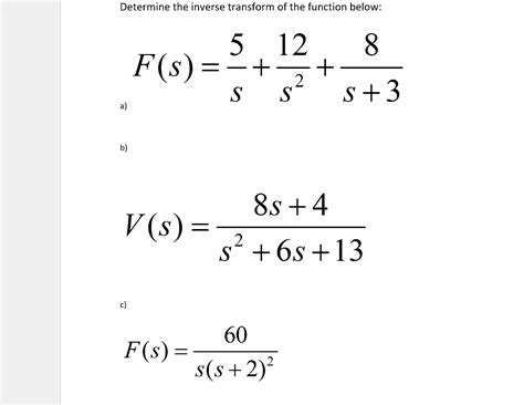 Solved Determine The Inverse Transform Of The Function Chegg