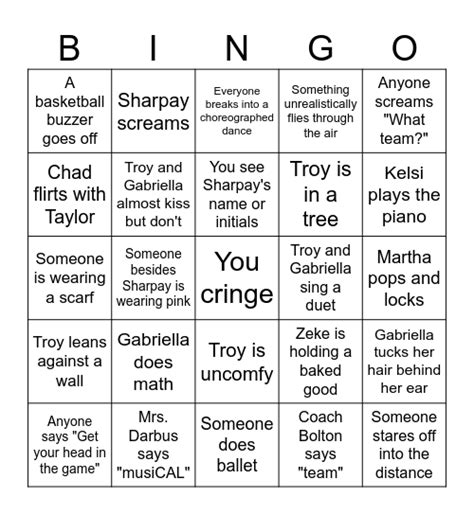 High School Musical Bingo Card