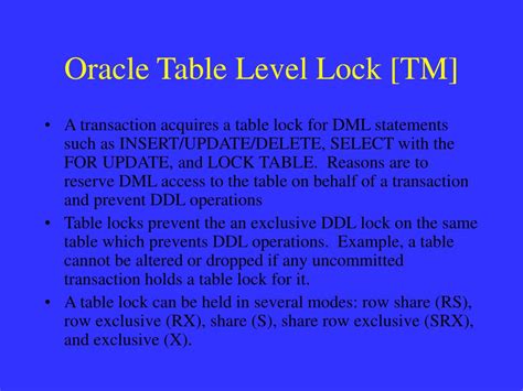 Ppt Oracle Locking Powerpoint Presentation Free Download Id141955