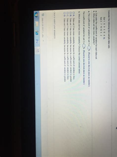 solved consider the following two sample data sets set 1