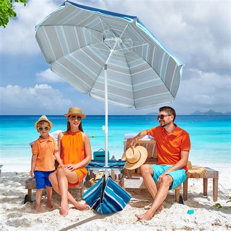 Guarda Sol De Praia De 2 M Com Mesa De Apoio E Saco De Areia Portátil