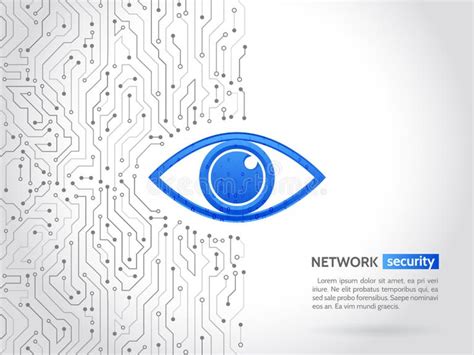 Abstract High Tech Circuit Board Eye Cyber Security Concept Network Data Protection Background