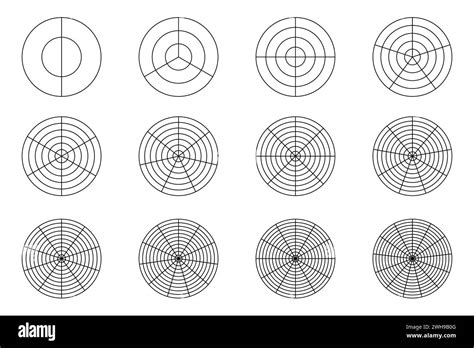 Polar Grid Isolated Polar Coordinate Circular Grid Vector Stock Vector