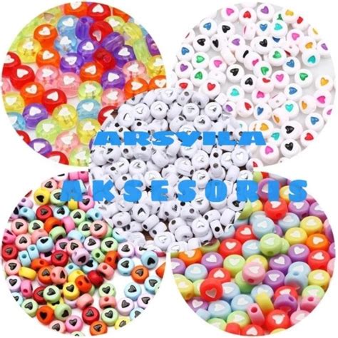 100 Pcs Manik Manik Bulat Pipih Mote Love Bintang Bulan Bentuk Bulat Bahan Craft Diy Lazada
