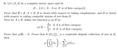 Solved 6 Let X D Be A Complete Metric Space And Let S