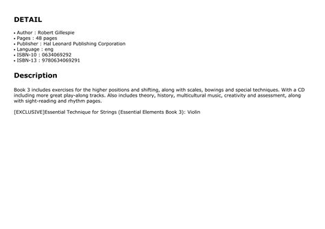 Exclusive Essential Technique For Strings Essential Elements Book 3