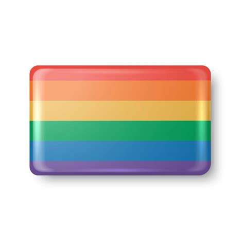 Vector 3d Realistic Rectangular Metal Plastic Button Badge With Lgbt