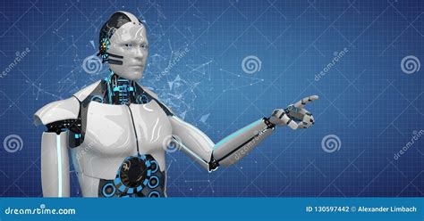 Humanoid Robot Clicks Network Stock Illustration Illustration Of
