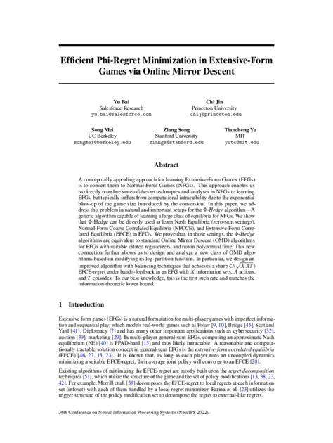 fillable online efficient phi regret minimization in extensive form