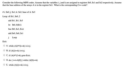 Solved Consider The Following Mips Codes Assume That The