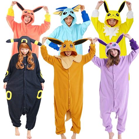Eevee Evolutions Onesie Pajamas Cute Simple Cosplay Halloween Group