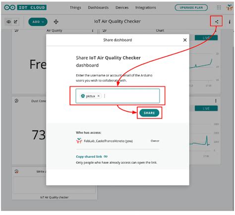 Share Your Dashboard With Other Arduino Iot Users