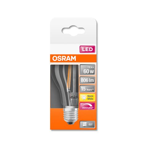 Osram Classic Clear LED GLS E27 Bulb 8 5 60W Dimmable