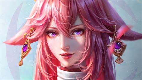 Yae Miko Genshin Impact 4k 7760h Wallpaper Pc Desktop