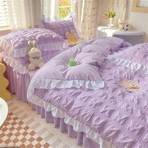 Kawaii Ruffle Bedding Set Kawaii Aesthetic Bedding Roomtery In 2025