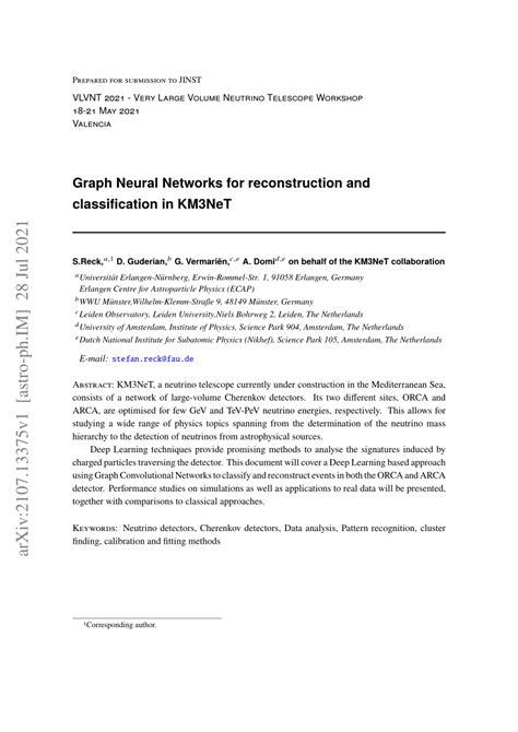 Pdf Graph Neural Networks For Reconstruction And Classification In Km3net