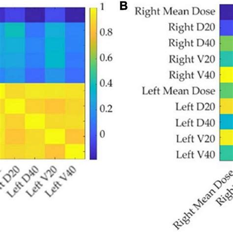 Correlation And P Value Matrix Plot Of Dvh Features The Left Panel A