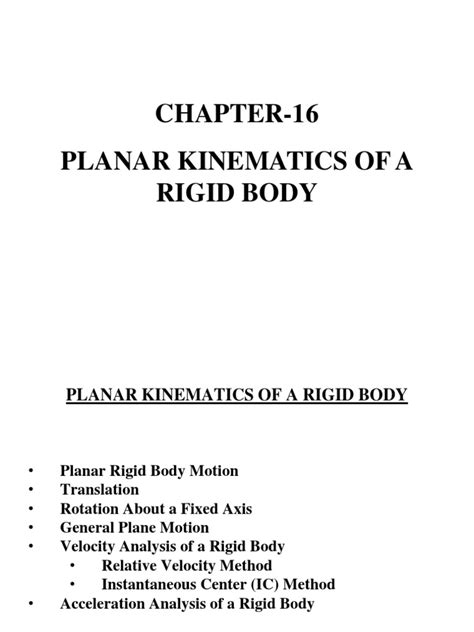 chapter 16 planar kinematics of rigid body pdf rotation around a