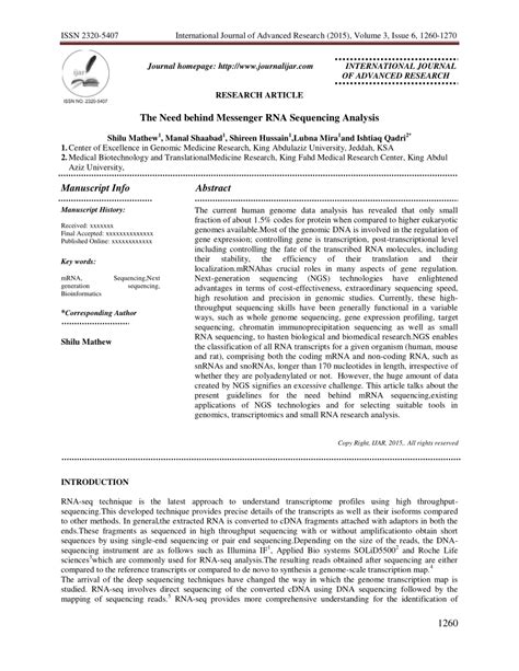 Pdf The Need Behind Messenger Rna Sequencing Analysis