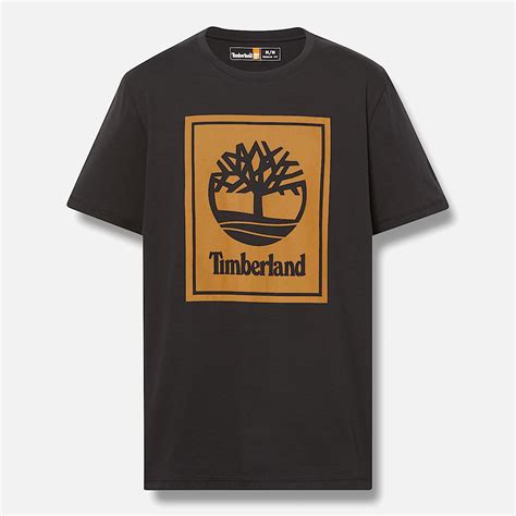 contrast stack logo t shirt for men in black