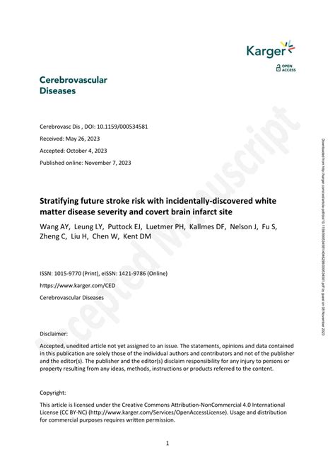 Pdf Stratifying Future Stroke Risk With Incidentally Discovered White Matter Disease Severity
