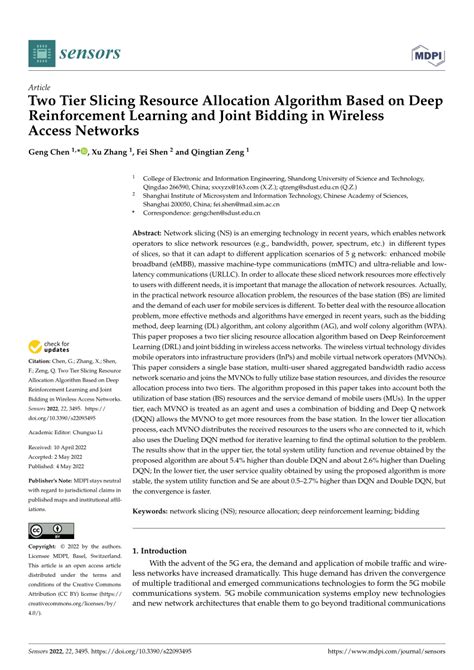 PDF Two Tier Slicing Resource Allocation Algorithm Based On Deep Reinforcement Learning And