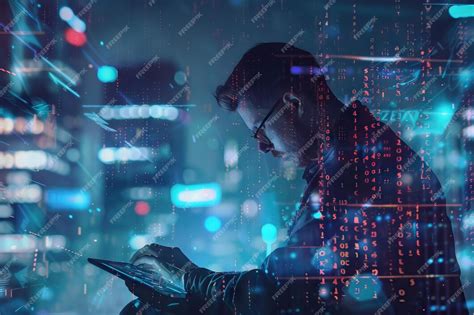 Premium Photo Man Programmer Developing Software For Smart City With