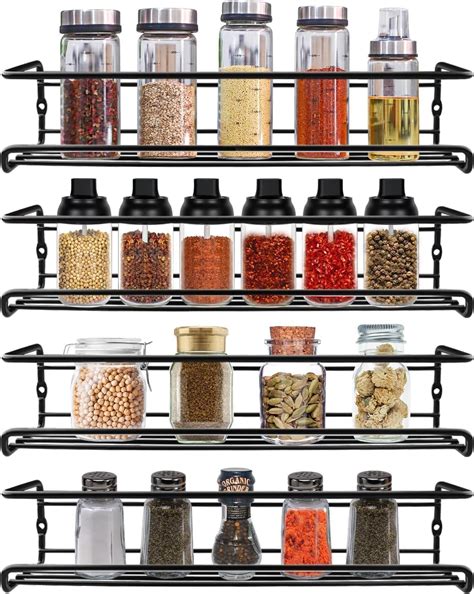 Shodiffy Gewürzregal Wand 4er Pack Gewürz Organizer Gewürzhalter Ohne Bohren Kühlschrank