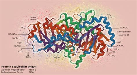 Colorful Molecular Structure Diagram Depicting A Protein With Stock