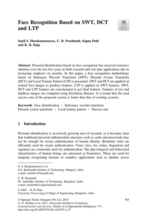 Pdf Face Recognition Based On Swt Dct And Ltp