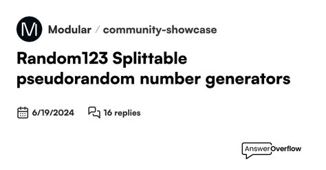 Random123 Splittable Pseudorandom Number Generators Modular
